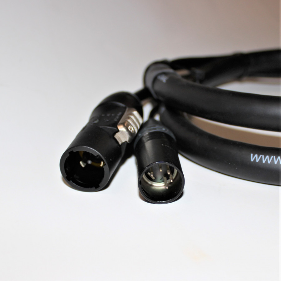 KØB 5 Pol XLR - TRUE 1 Powercon Sort - Combi Kabel - 5 meter