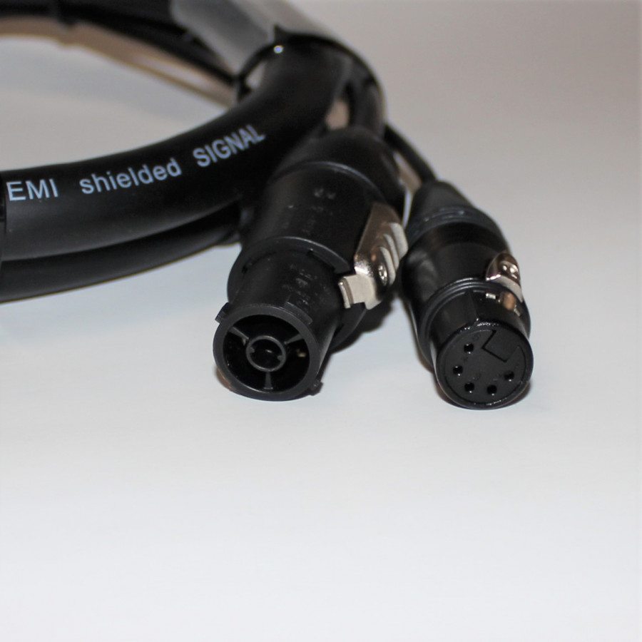 KØB 5 Pol XLR - TRUE 1 Powercon Sort - Combi Kabel - 1,5 meter