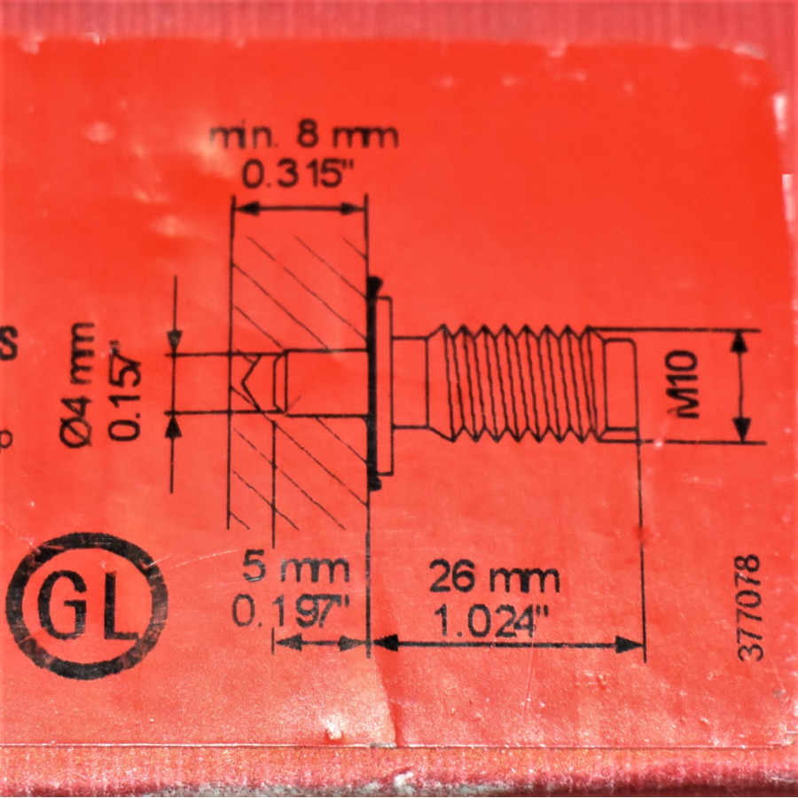 Hilti Gevindbolt X-BT M10-24-6 SN12-R A4 Rustfri - TILBUD 20kr pr. stk.