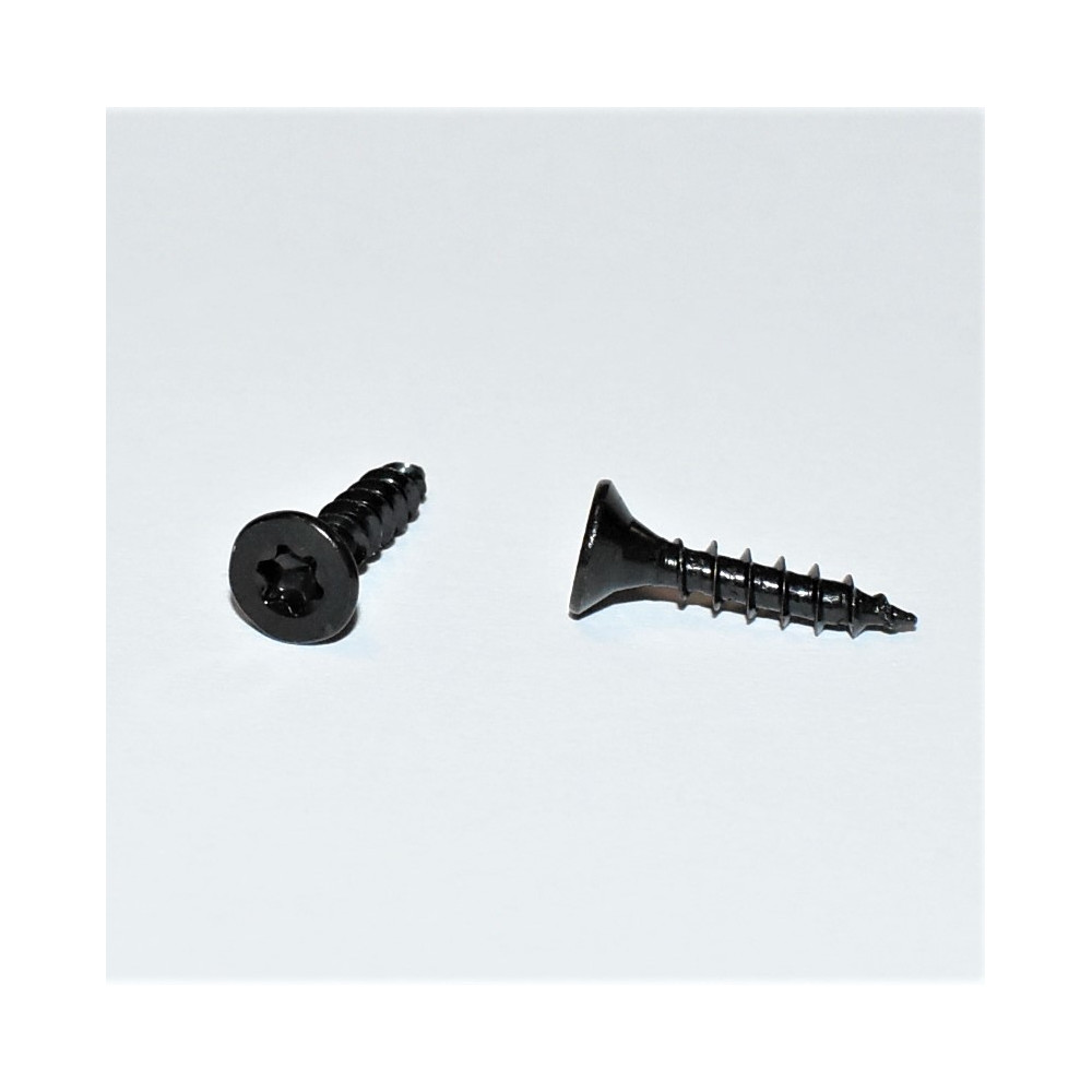 Små sorte skruer! 3x10mm sorte spånpladeskruer - undersænket Torx 10 ...