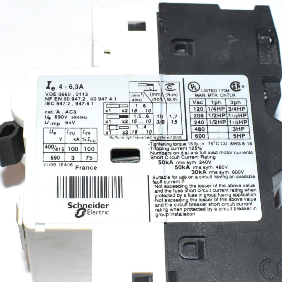 Telemecanique GV2RT10 Motorværn - 4-6,3A - Schneider Electric - brugt