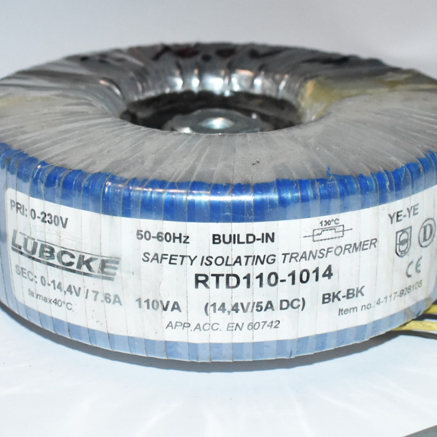 Ringkerne Transformator 0-14,4V / 110VA - Lübcke RTD110-1014